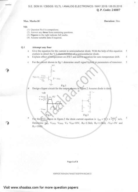 Analog Electronics 1 2017 2018 Be Electronics And Telecommunication