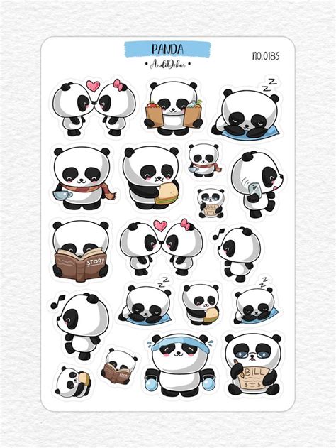 Cute Panda Stickers Kawaii Panda Sticker Sheet