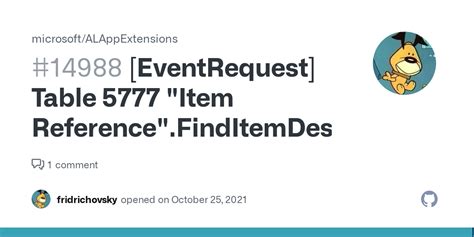 Eventrequest Table 5777 Item Referencefinditemdescription · Issue