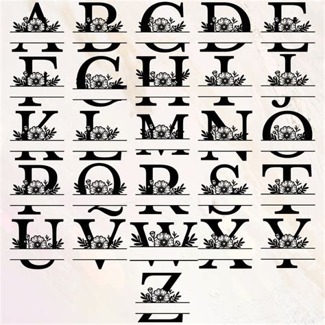 Elegant Poppy Monogram Svg Files Split Poppy Floral Monogram Png Set Wedding Monogram  Set