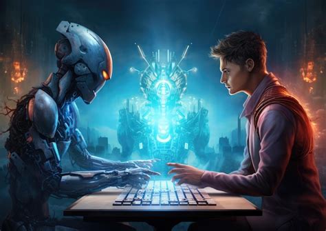 Premium Ai Image A Cybersecurity Ai Engaging In A Digital Duel With A