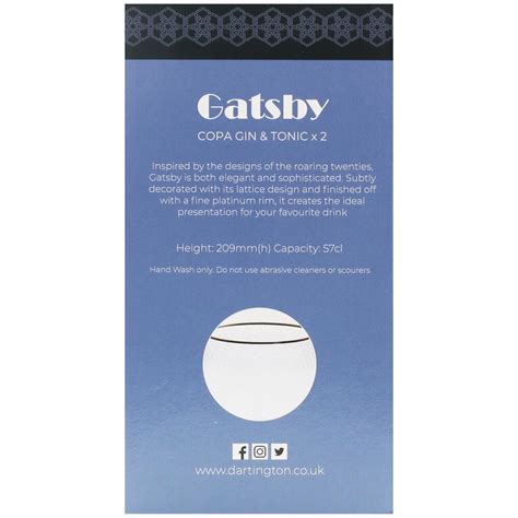 Dartington Gatsby Copa Gin And Tonic Glasses 570ml 21cm Tall Set Of 2