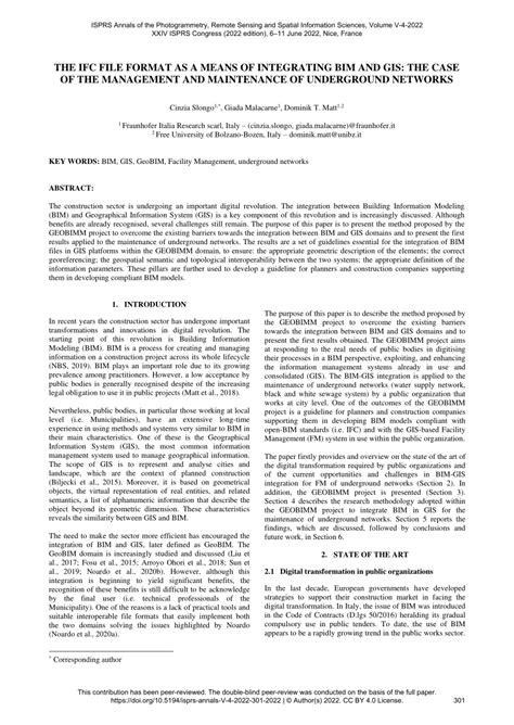 Pdf The Ifc File Format As A Means Of Integrating Bim And Gis The Case Of The Management And
