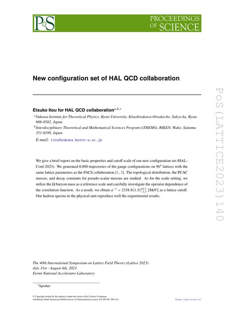 PDF New Configuration Set Of HAL QCD Collaboration
