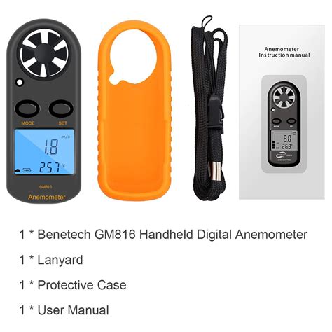Gm816 Digital Anemometer Wind Speed Gauge Meter Lcd Handheld Airflow