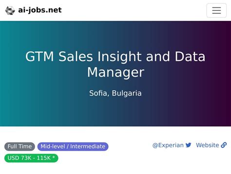 Hiring Gtm Sales Insight And Data Manager In Sofia Bulgaria Rai