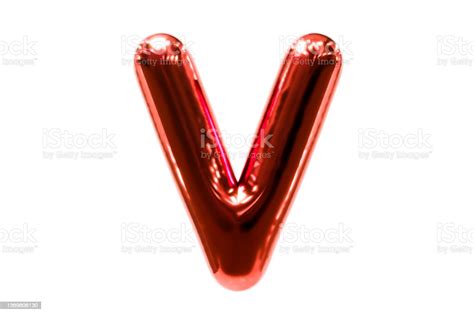 풍선 글꼴 메텔릭 빨간 편지 V 현실적인 헬륨 풍선으로 만든 프리미엄 3d 일러스트 금속에 대한 스톡 사진 및 기타 이미지 금속 디지털 생성 이미지 바람 Istock