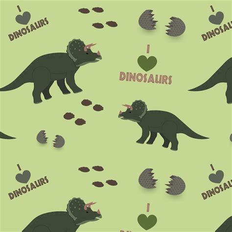 Premium Vector I Love Dinosaurs Pattern With Triceratops