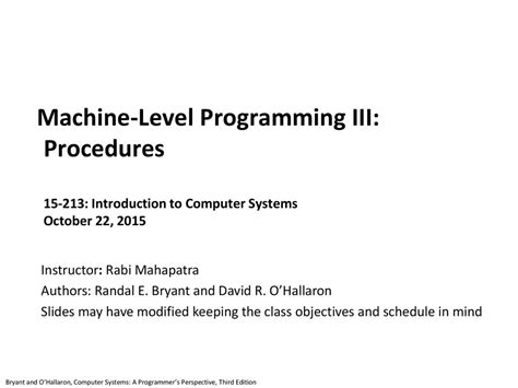 Carnegie Mellon Machine Level Programming Iii Procedures