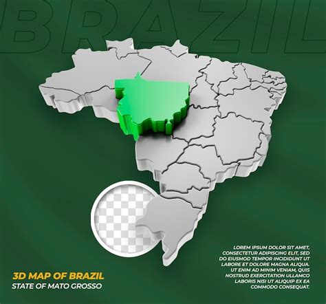 Premium PSD 3d Map Of Brazil State Of Mato Grosso