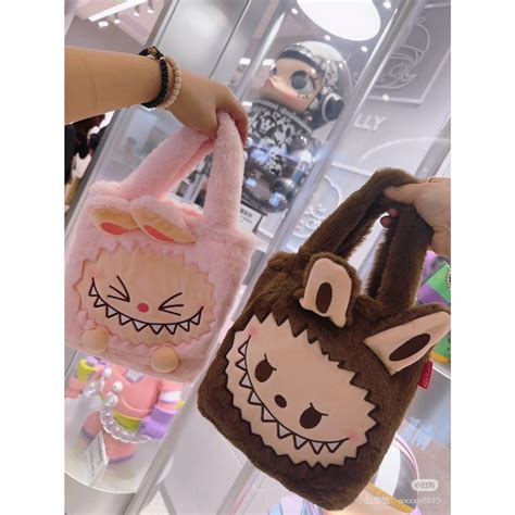 【現貨】官方正品 Popmart 泡泡瑪特 北京樂園限定 泡泡萌粒 拉布布labubu Mokoko 棕色 粉色毛絨包 蝦皮購物