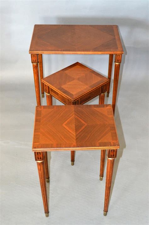 Spanish Colonial Mahogany Nesting Tables Stacking Tables Brass Sabots