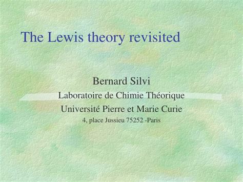 PPT The Lewis Theory Revisited PowerPoint Presentation Free Download ID 231847