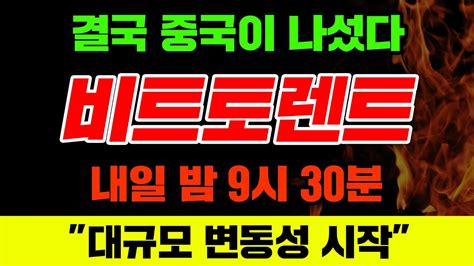 결국 중국이 나섰다 비트토렌트 내일 밤 9시 30분 대규모 변동성 시작 비트토렌트전망 비트토렌트코인 YouTube