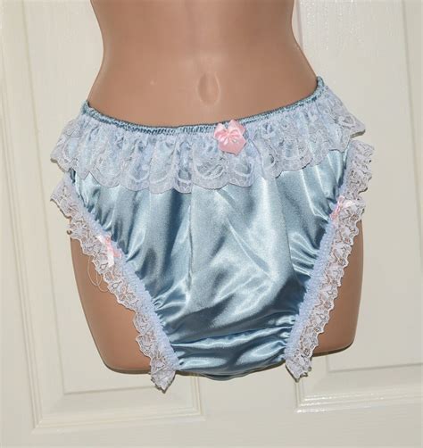 Panties Tanga Set With Lacy Frills Silky Soft Lounging Wear Sissy