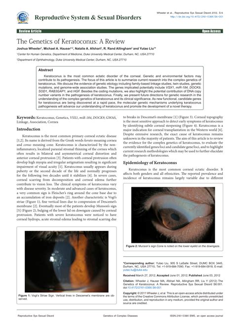 Pdf The Genetics Of Keratoconus A Review