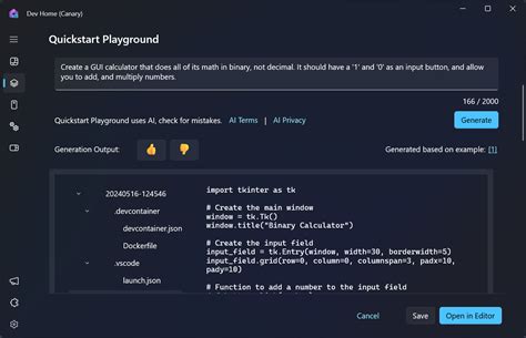 Quickstart Playground In Dev Home Microsoft Learn