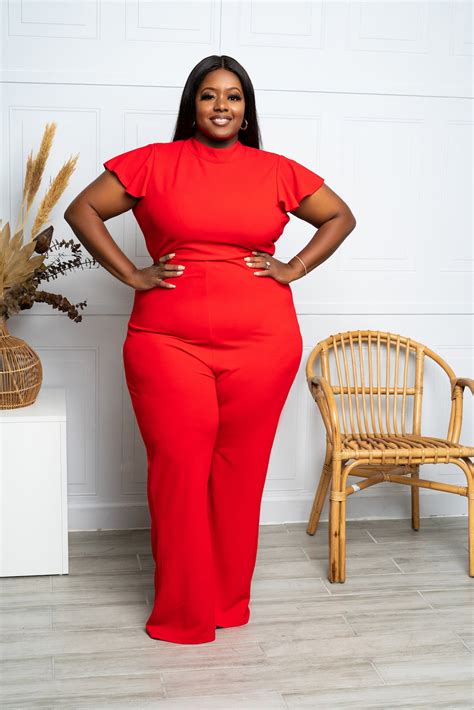 Flaming Foxy Red Plus Size Jumpsuit Etsy