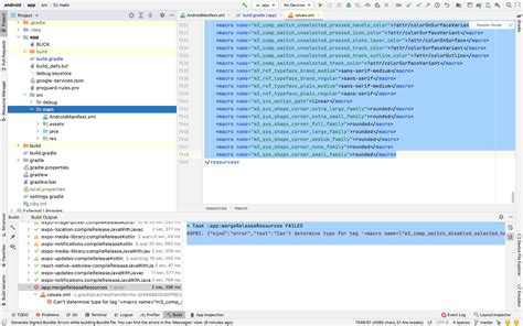 App Mergereleaseresources Cant Determine Type For Tag · Issue 33926 · Facebook React Native