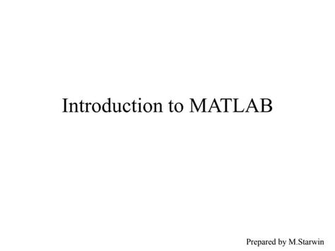 Matlab Introduction Ppt