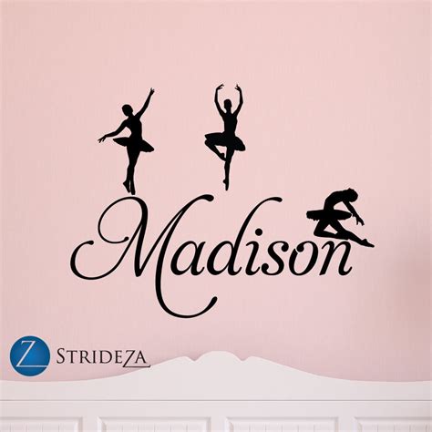 Girls Room Decor Ballerina Name Decal Ballet Dancer Decal Personalized