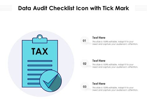 Data Audit Checklist Icon With Tick Mark Presentation Graphics Presentation PowerPoint