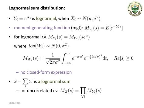 Numerical Computation Of The Lognormal Sum Distribution Ppt Download