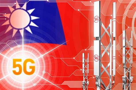 대만 중국 5g 산업 그림 국기와 함께 현대 배경에 큰 셀룰러 네트워크 마스트 또는 타워3d 그림 0명에 대한 스톡 사진 및