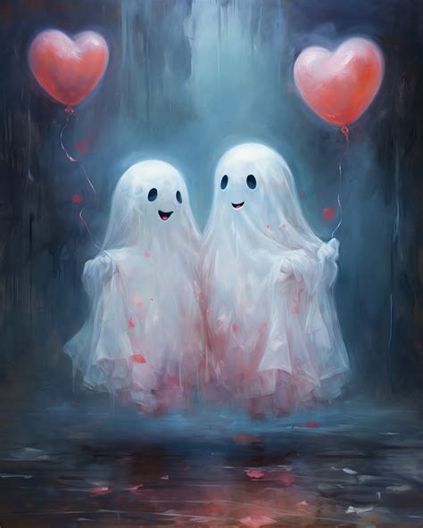 Cute Ghosts Art Print Halloween Art Print Spooky Vintage Halloween