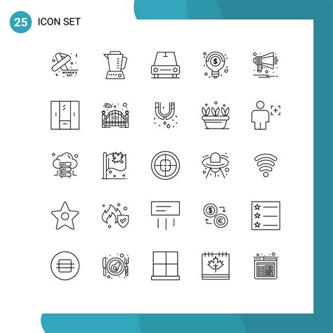 Group Of 25 Lines Signs And Symbols For Notification Horn Car
