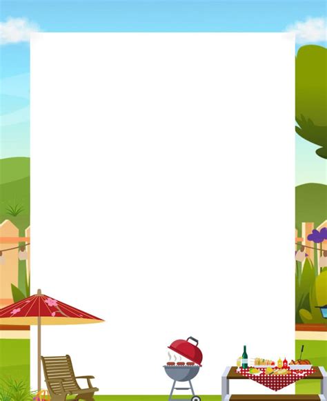 Bbq Border Printable Png Pdf A4 Us Letter Instant Download Picnic Frame Backyard Party