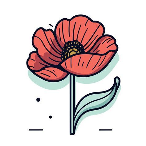 One Red Poppy Flower 22539261 Vector Art At Vecteezy
