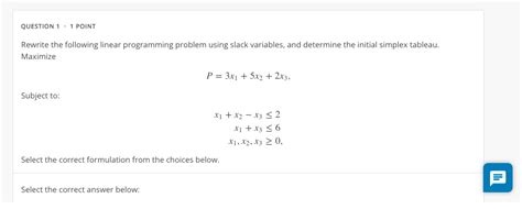 Solved Question 1 1 Point Rewrite The Following Linear