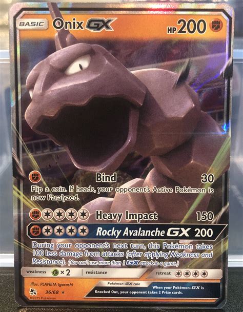 Pokemon Onix Gx 3668 Hidden Fates Ultra Rare Full Art Holo Mint Nm