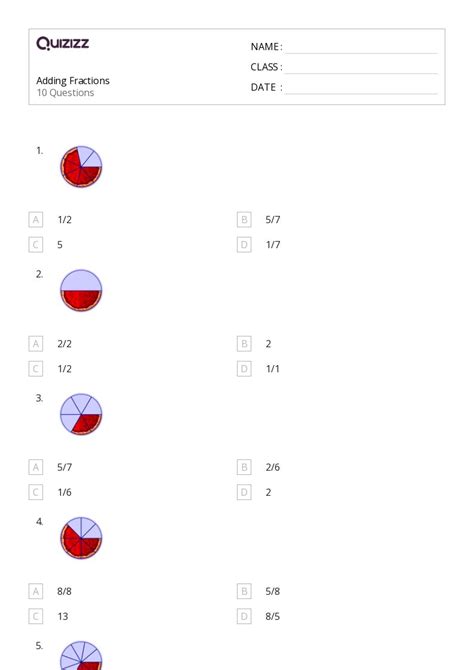 Adding Fractions Worksheets For Rd Year On Quizizz Free Printable