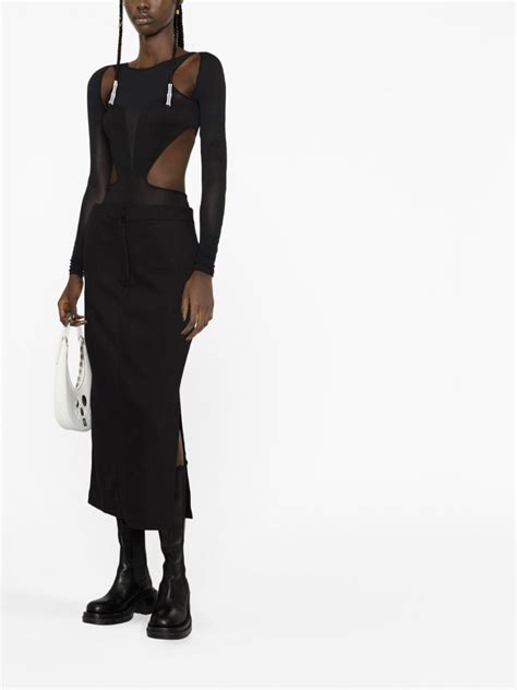 Alexander Mcqueen Slashed Corset Cut Out Bodysuit Black Farfetch Uk