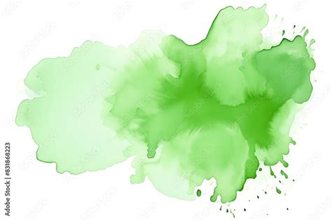Watercolor Green Ink Splash Vector Isolated On White Background Green Watercolour Blob Clip