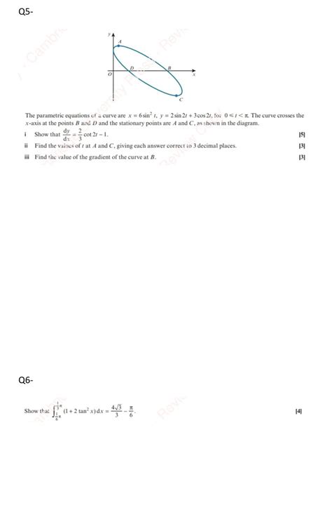 Solved Q5 Cambi The Parametric Equations Of A Curve Are X