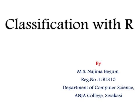 Classification With R Pptx