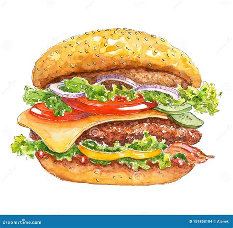 Beef Hamburger With Burger Patty Hamburger Bun With Sesame Seeds