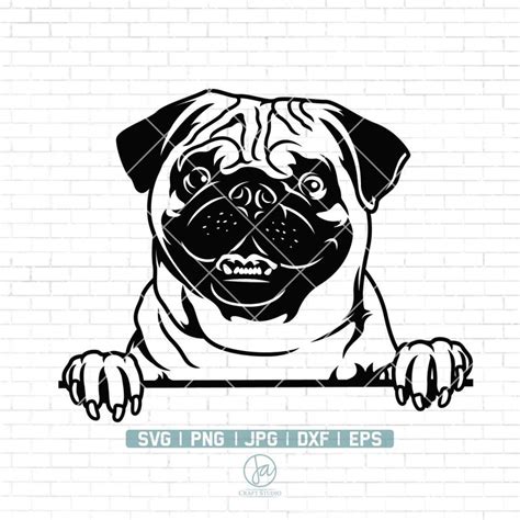 Pug Svg Peeking Pug Svg Pug Clipart Dog Svg Funny Etsy