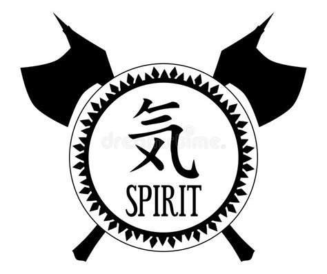 Ideogram Of The Word Spirit With Axes Black And White Fantasy