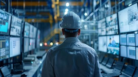 Industrial Control Room A Professional Overseeing Operations In A