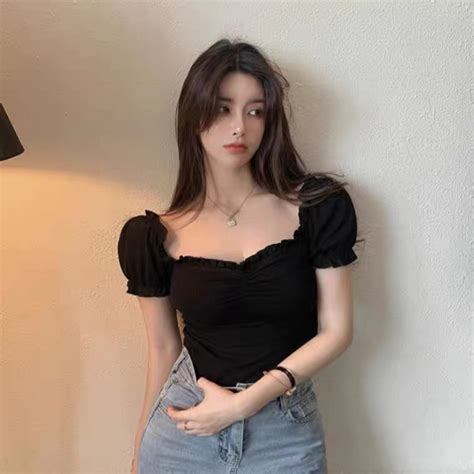 V Neck Sexy Crop Top Summer Wooden Ear Edge Shirt On Luulla