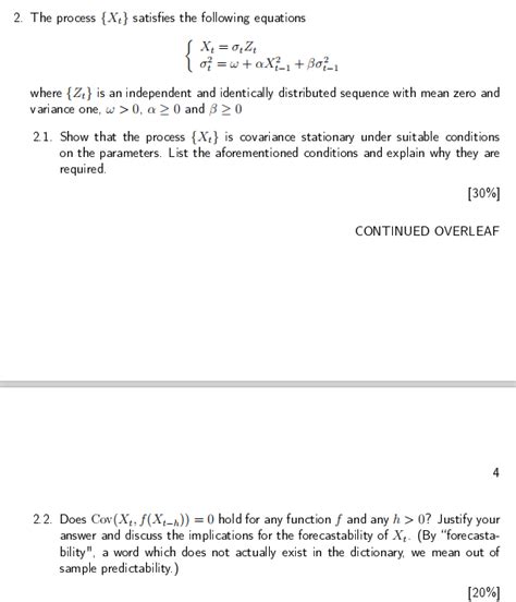 2 The Process {xt} Satisfies The Following Equations