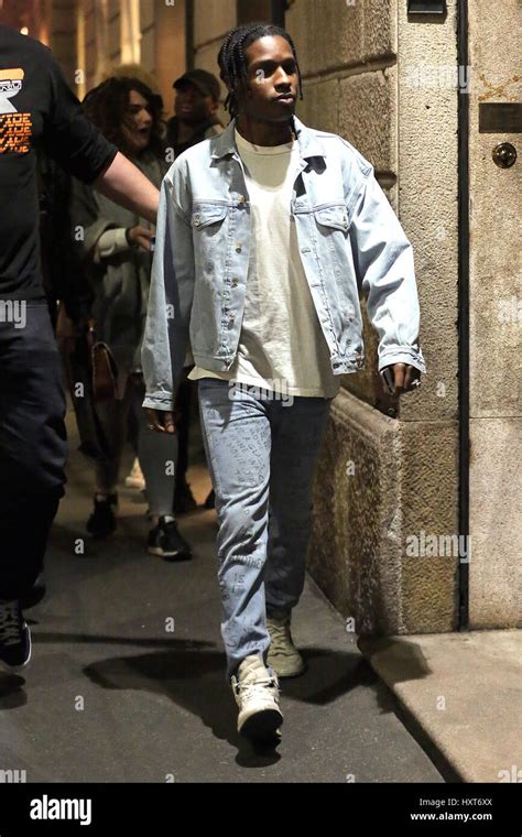 American Rapper Aap Rocky Shopping At The Gucci And Prada Stores In