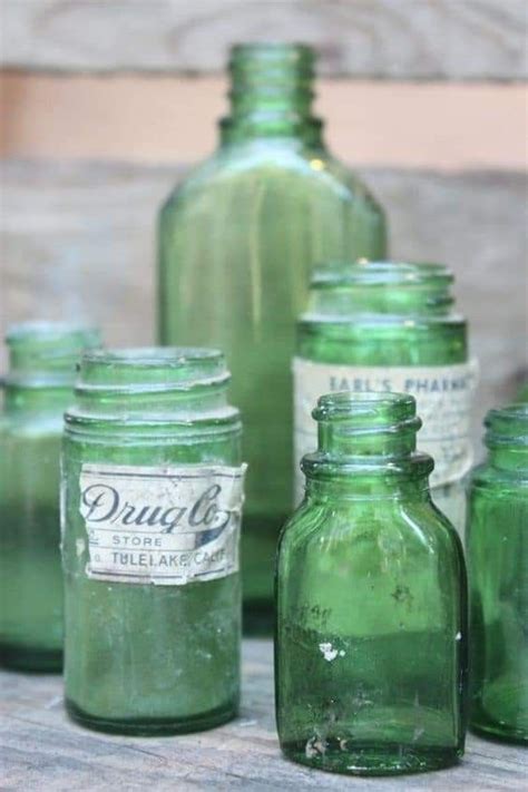 Vintage Green Glass Jars