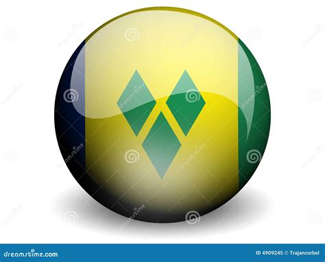 Round Flag Of St Vincent The Grenadines Stock Illustration Illustration Of Green Web