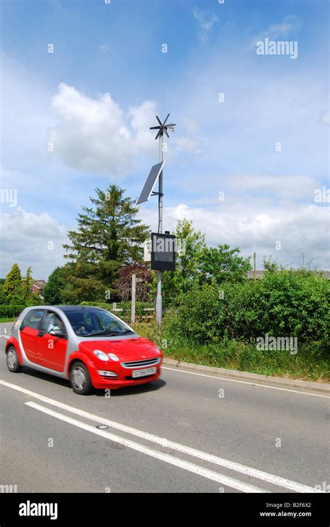 Roadside Speed Indicator With Wind Turbine And Solar Panel A46 Road