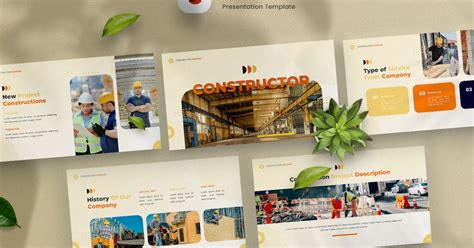 Constructor Industrial Powerpoint Template Incl Industry And Worker Envato Elements